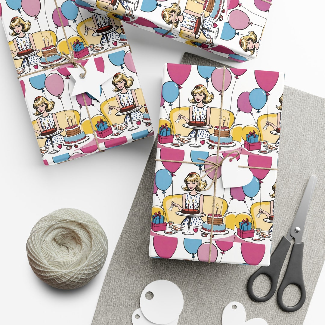 Taylor Birthday Wrapping Paper, Retro Swiftie Inspired Fan Art Wrapping ...