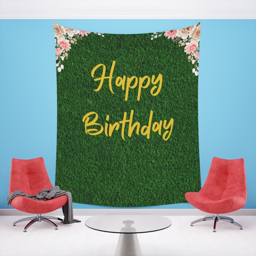 Happy Birthday Backdrop, Birthday Grass Photo Tapestry, Birthday ...