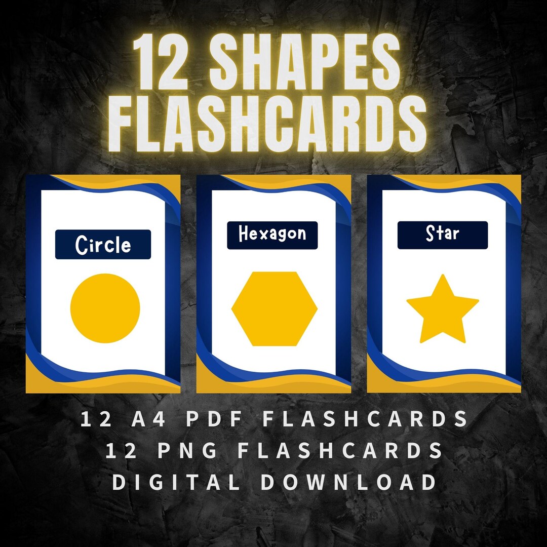 12 Shapes Flashcards A4, Montessori Geometric Shapes Flashcards ...
