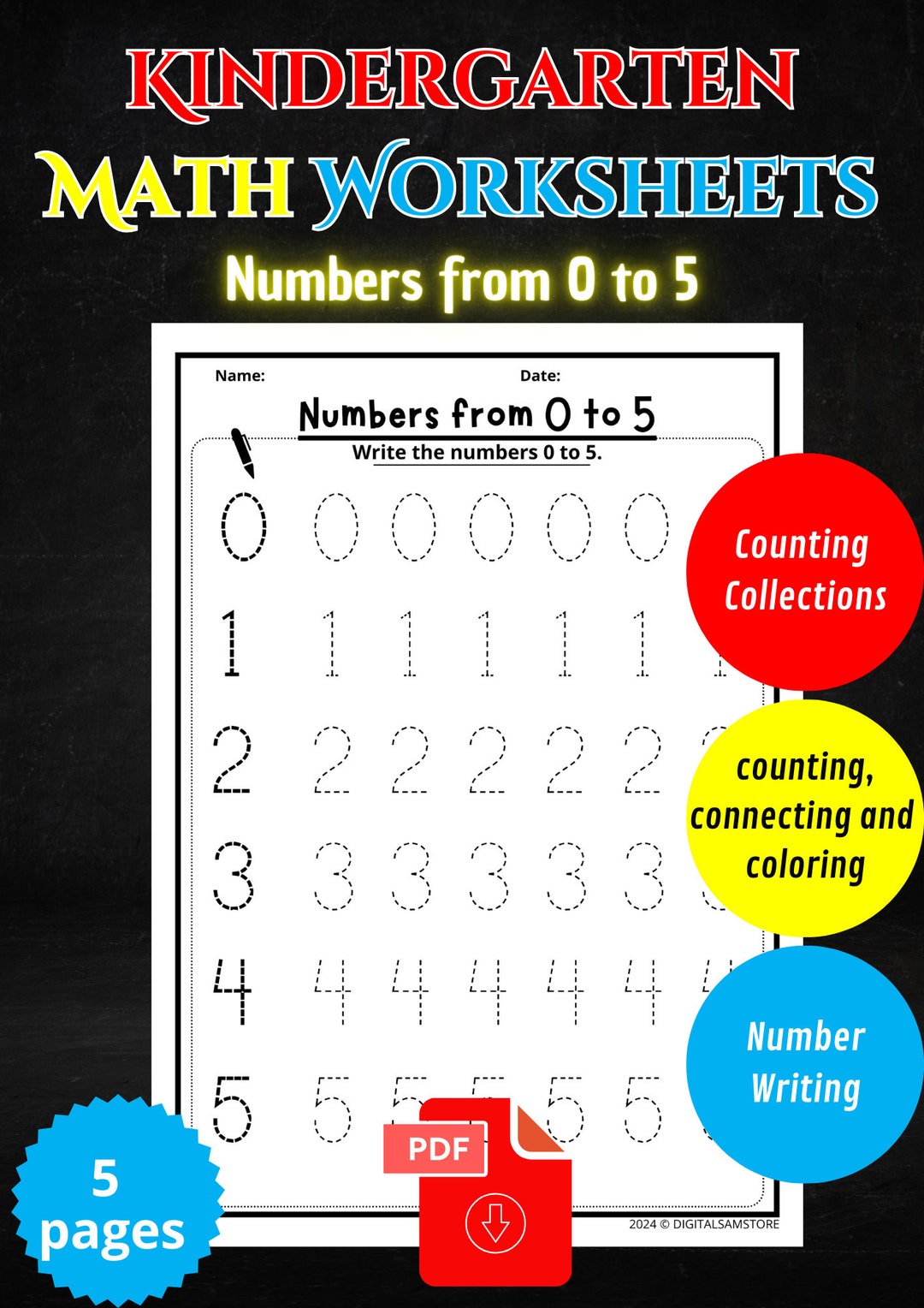 Kindergarten Worksheets: Numbers From 0 to 5 (counting Collections ...