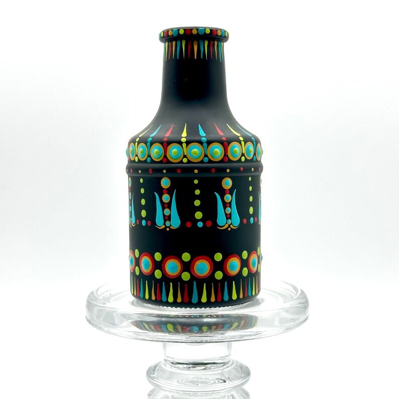 Glass Bottle Vase, Hand Painted, Mandela, Bohemian, Eclectic, - Etsy