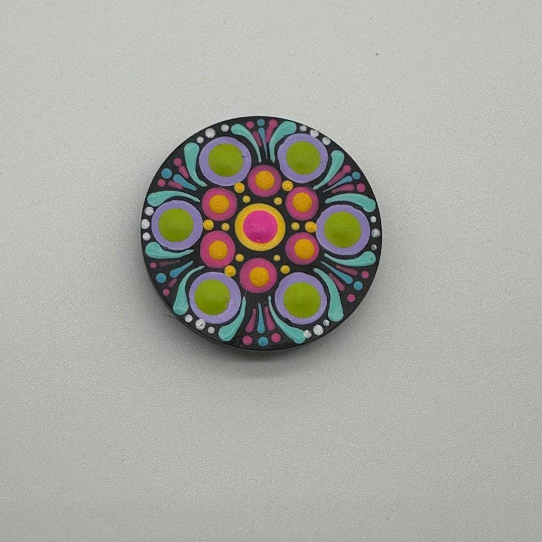 Mandala Magnet, Hand Doted With Acrylic Paints. Strong Holding Magnet ...