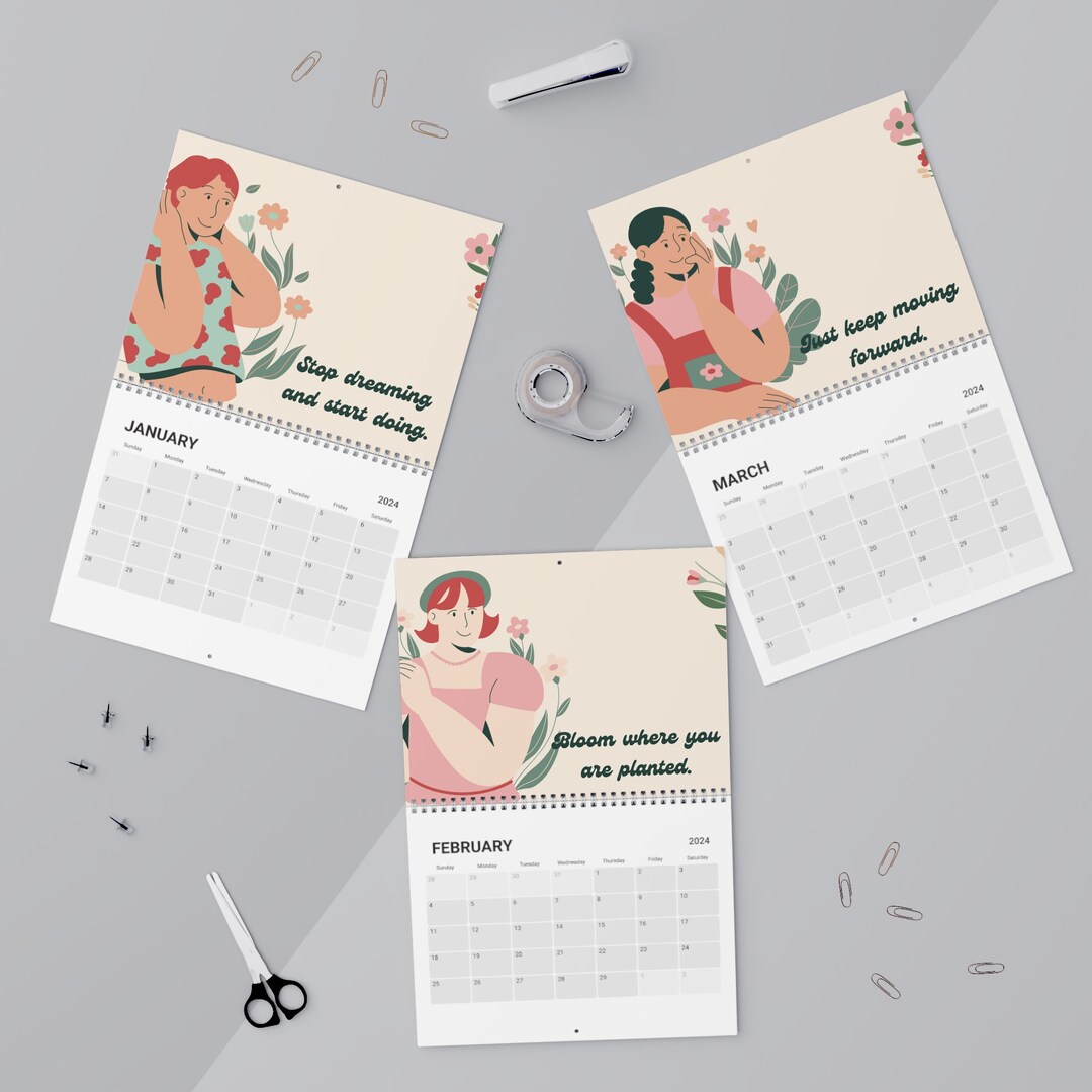 Floral Self-love Affirmation Calendar (2024), Self-love Calendar, 2024 ...