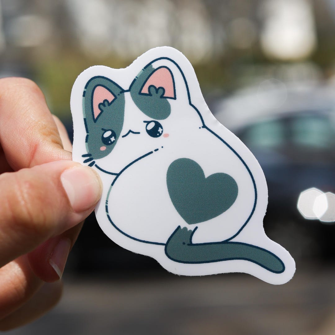 Kitty Heart Butt Sticker (weatherproof Vinyl) - Etsy