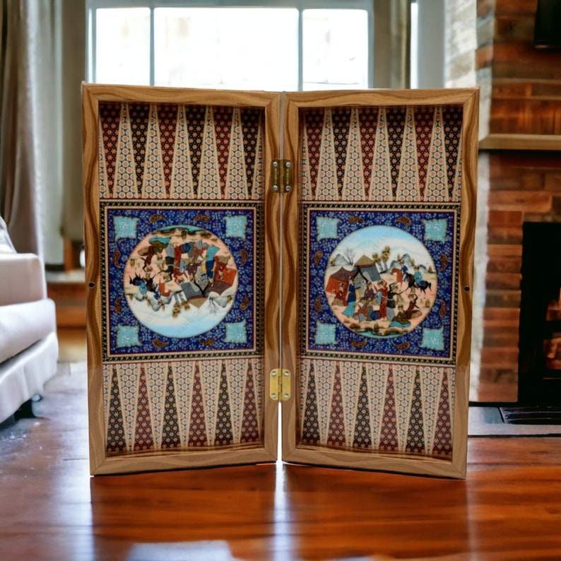 Handmade Wooden Backgammon Set, Turkish Backgammon Set, Wooden Chess ...