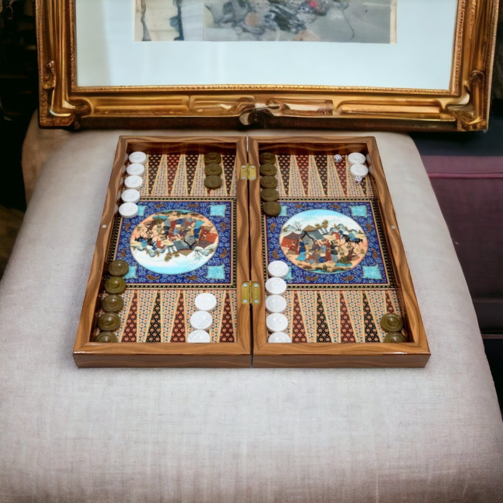 Handmade Wooden Backgammon Set, Turkish Backgammon Set, Wooden Chess ...