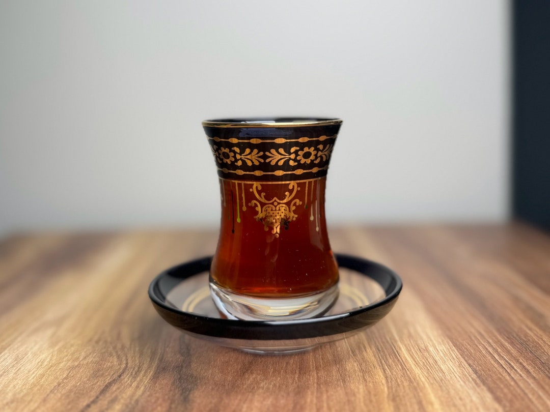 Black Turkish Tea Set Turkish Tea Cups Handmade Tea Glasses With Handle ...