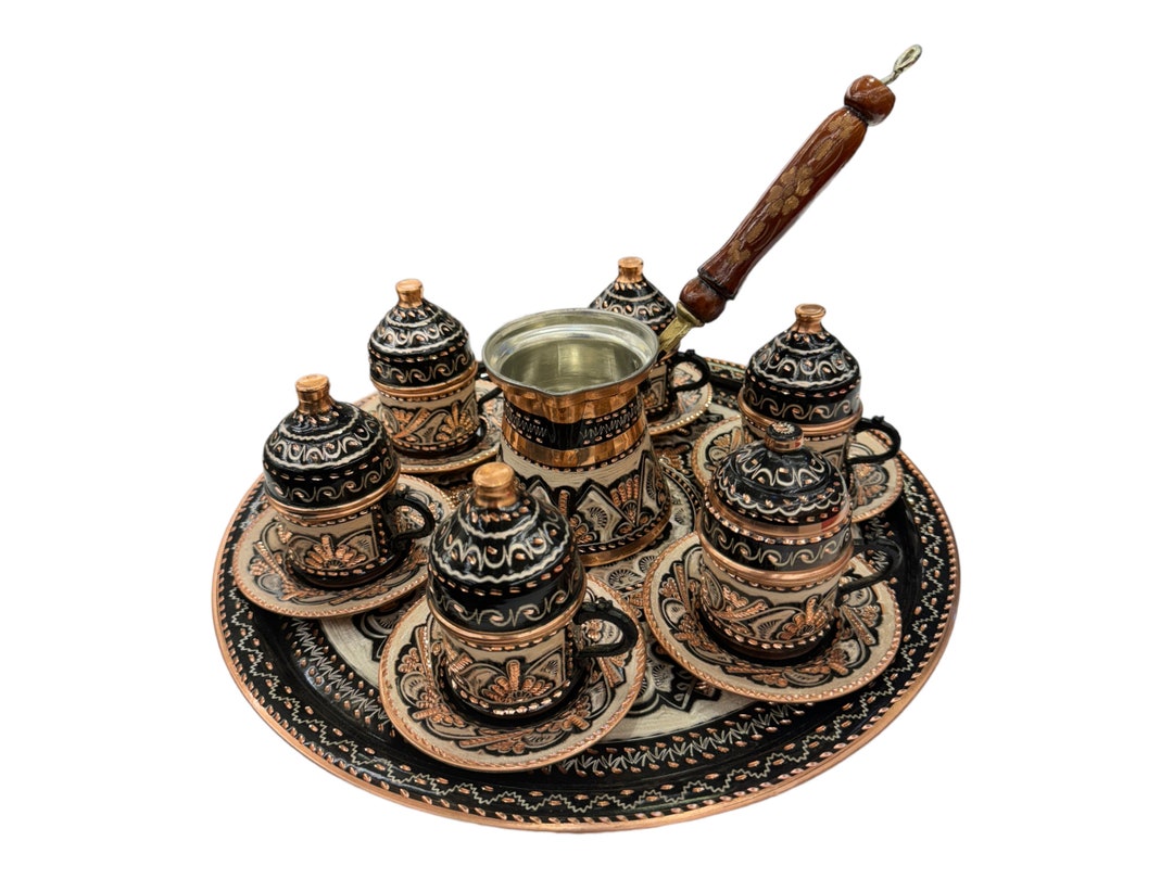 Copper Turkish Coffee Set,handmade Coffee Set, Christmas Gift, Mothers ...