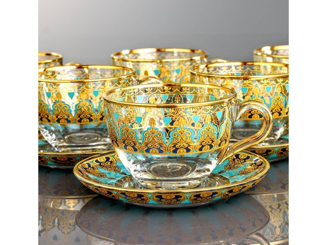 Turkish Tea Set Turkish Tea Cups Handmade Tea Glasses 12 Pcs Mother's ...