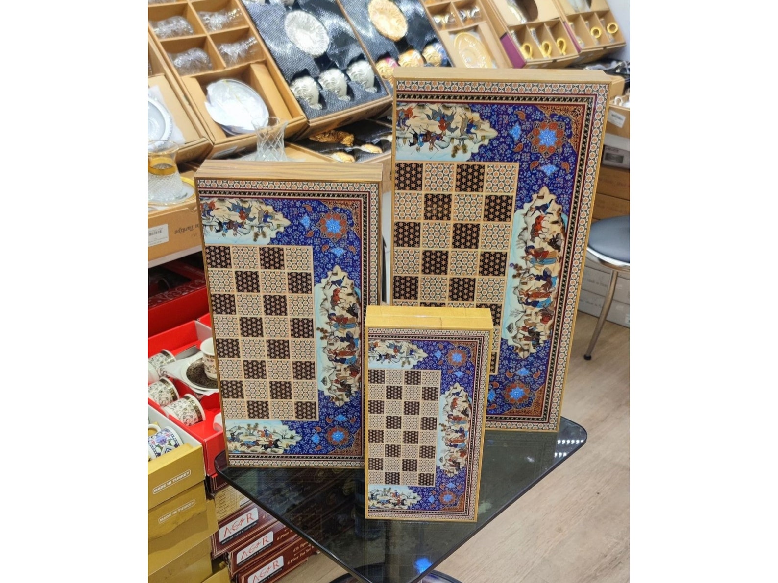 Handmade Wooden Backgammon Set, Turkish Backgammon Set, Wooden Chess ...