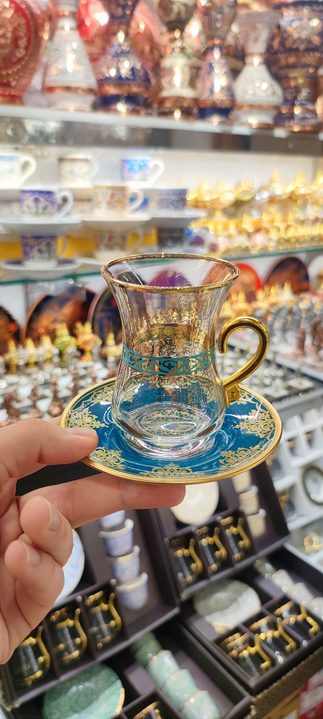 Turkish Tea Set Turkish Tea Cups&coffee Set Handmade Tea Glasses 18 Pcs ...