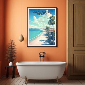 Clearwater Beach Poster, Travel Print Wall Hanging Home Décor ...