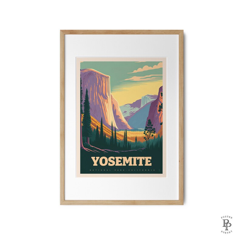 Yosemite National Park Watercolor Art Print, Travel Poster - Etsy