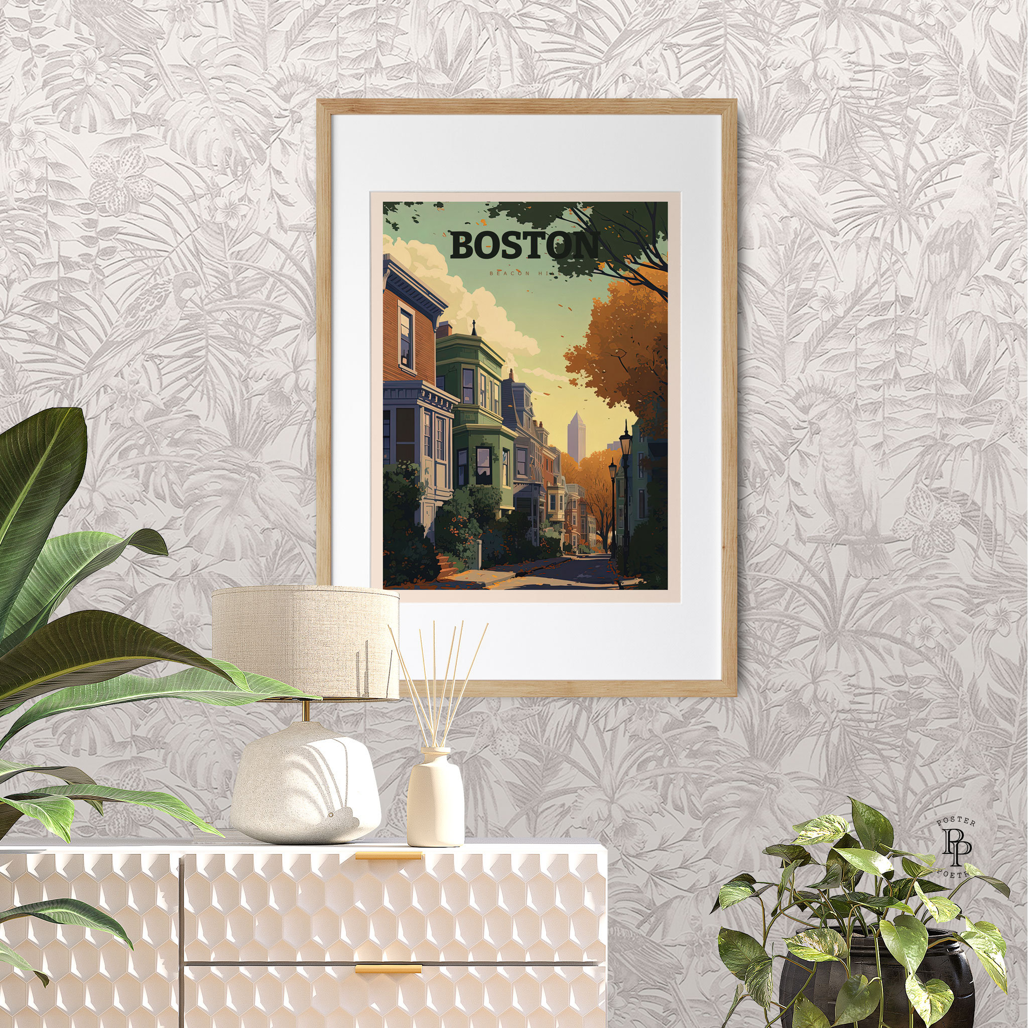 Boston Travel Print Featuring Beacon Hill, Art Print, Travel Print ...