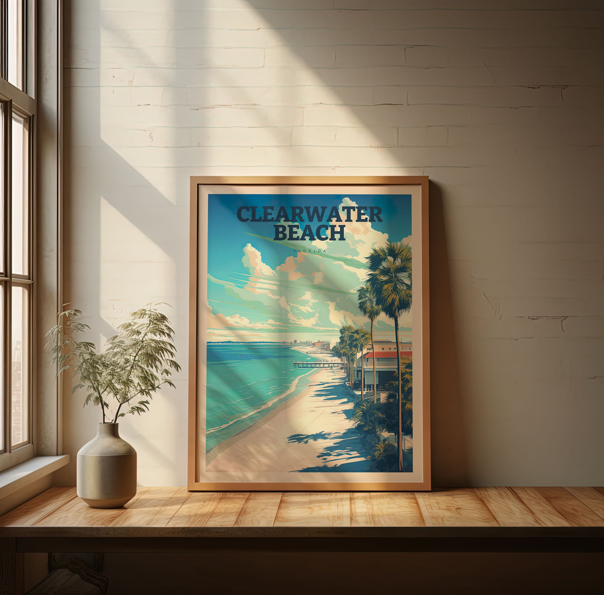 Clearwater Beach Poster, Travel Print Wall Hanging Home Décor ...