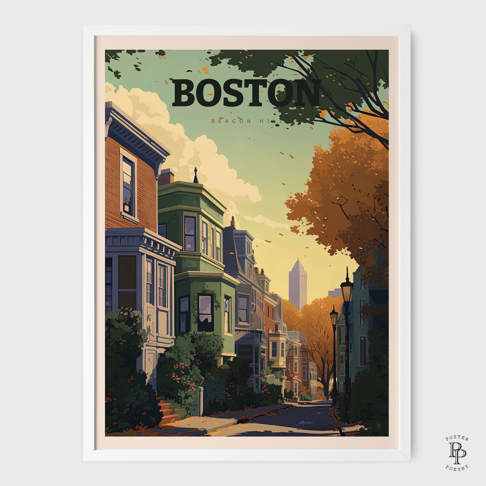 Boston Beacon Hill Travel Poster, City Art Print - Etsy