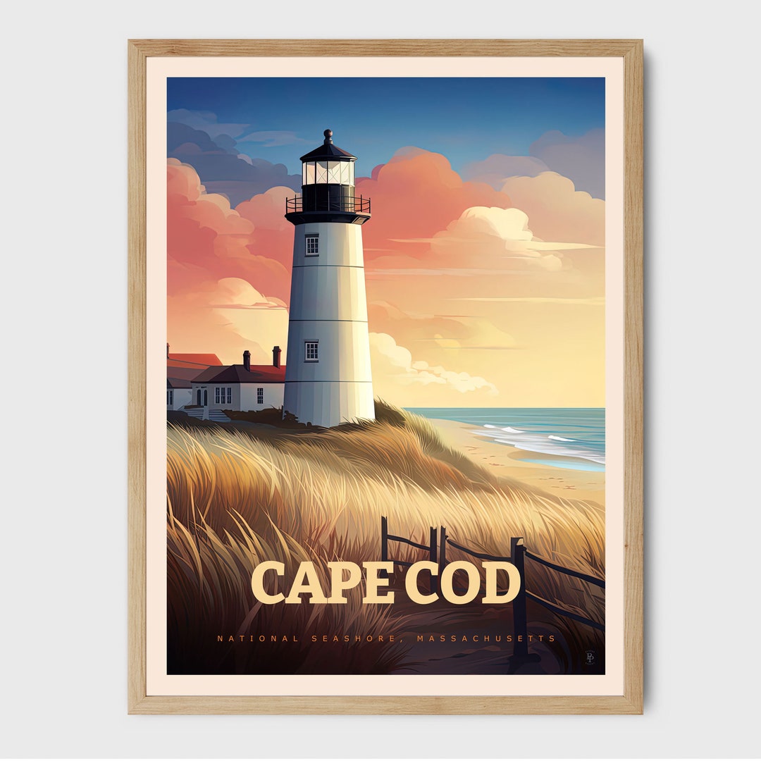 Cape Cod Print Wall Art Trendy Beach Decor Travel Poster for Airbnb ...