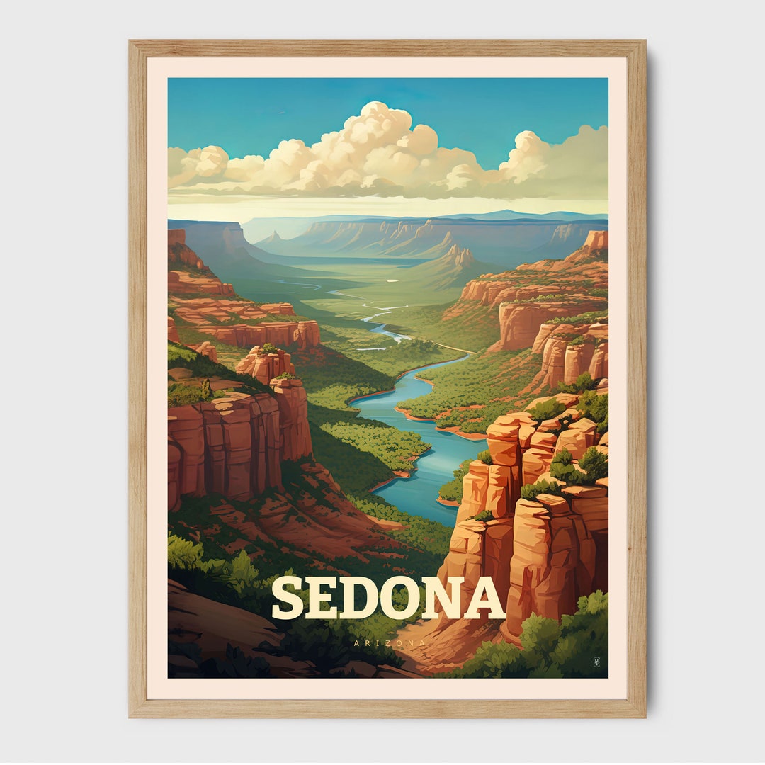 Sedona Poster Hiking Wall Art Travel Print Sedona Arizona Home Office ...