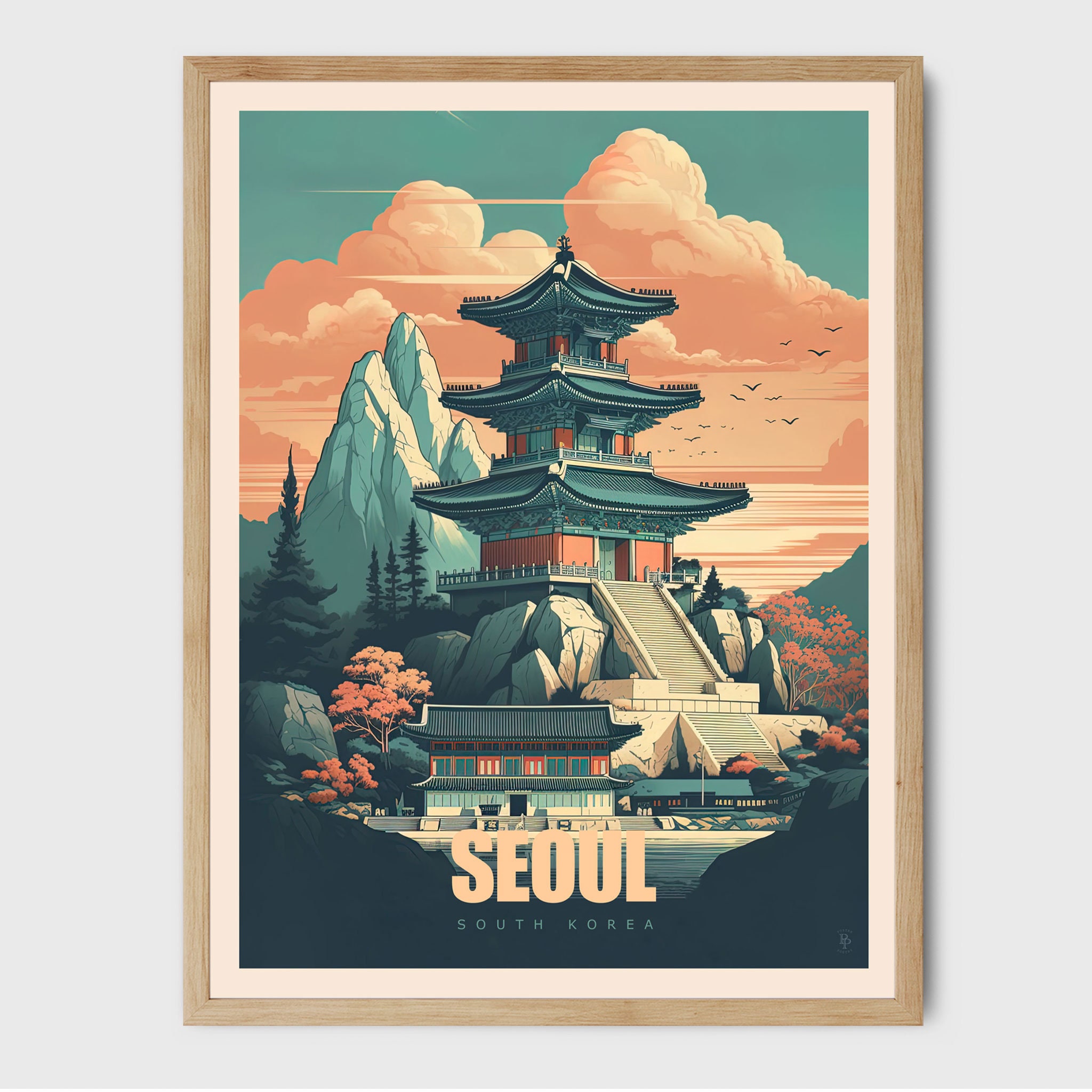 Seoul Travel Poster, Gyeongbok Palace Illustration Art Print - Etsy