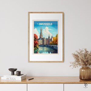 Brussels Belgium Art Print Retro Europe Travel Poster Honeymoon Gifts ...