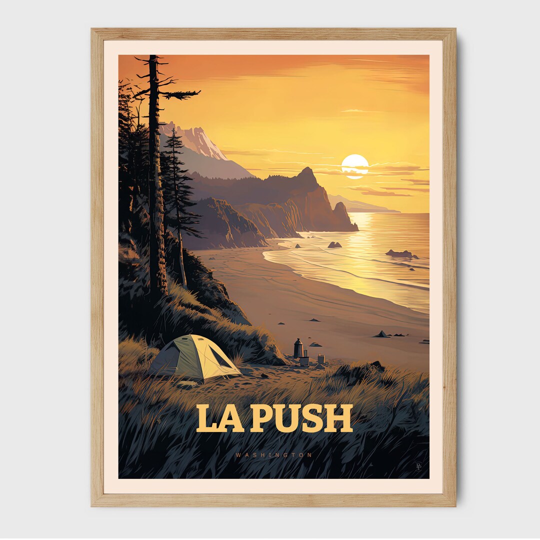 La Push Camping Print, Ocean Beach Travel Poster - Etsy