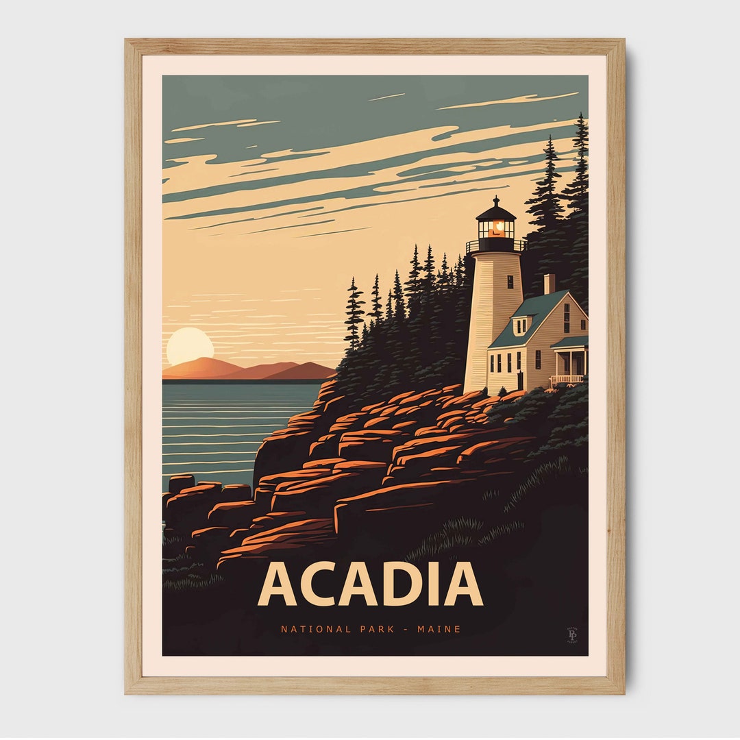Acadia Vintage National Park Poster Poster Print Retro - Gift for ...