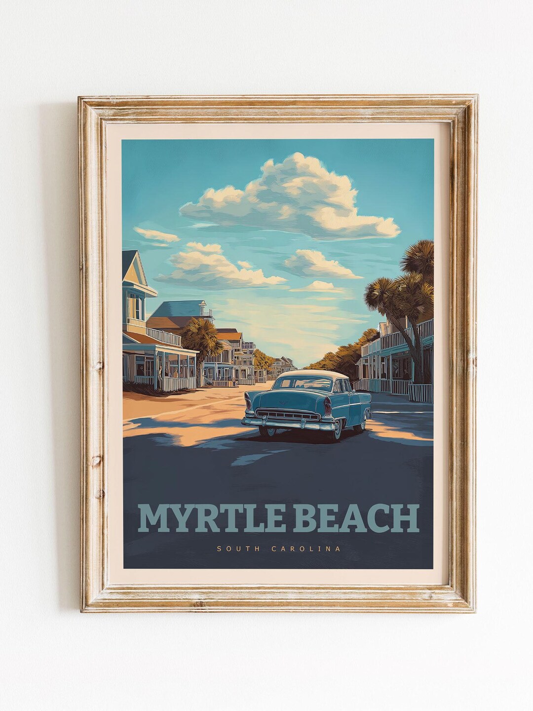 Myrtle Beach Retro Travel Poster – Vintage Coastal Art – Wall Decor - Etsy