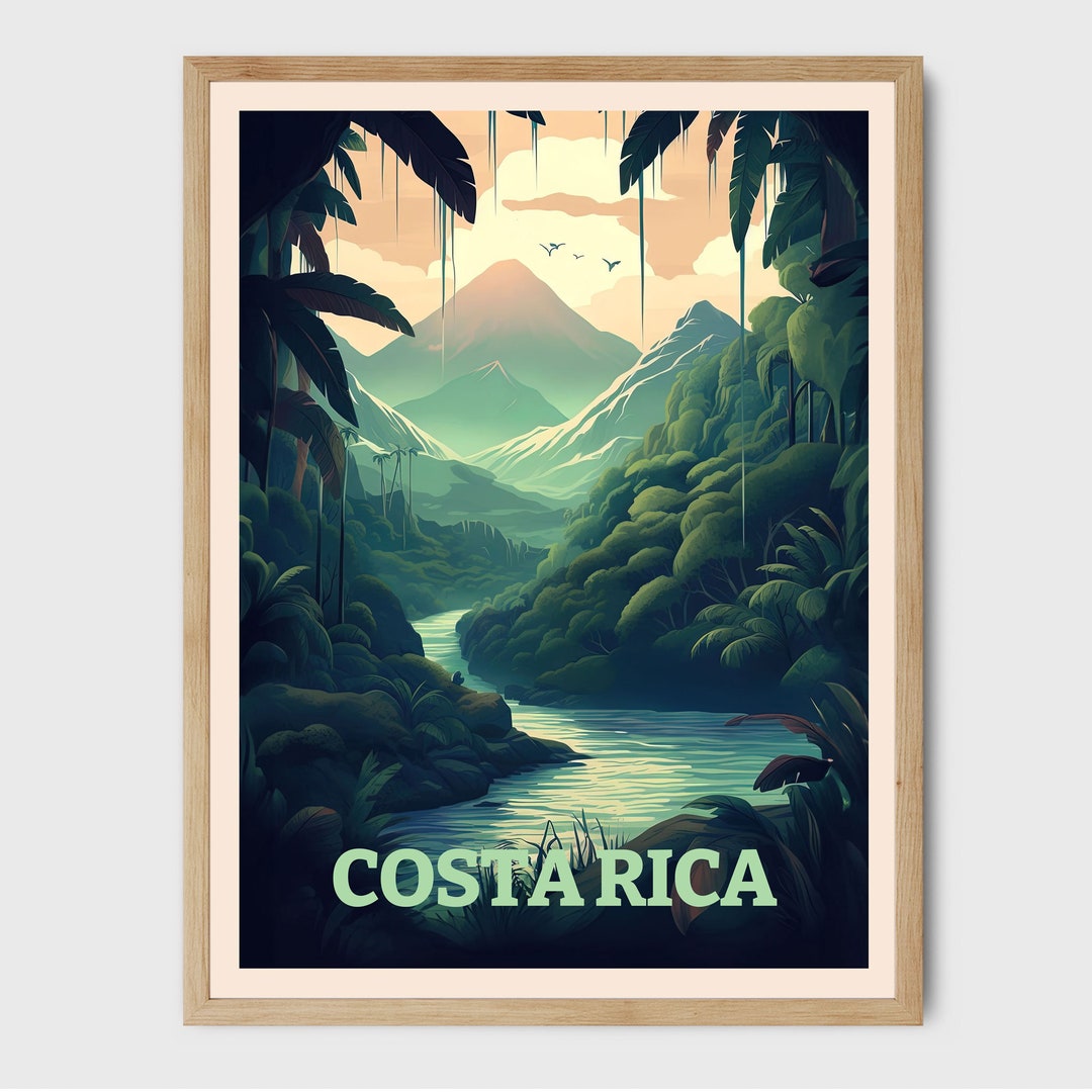 Costa Rica Travel Poster, Tropical Jungle Art Print - Etsy