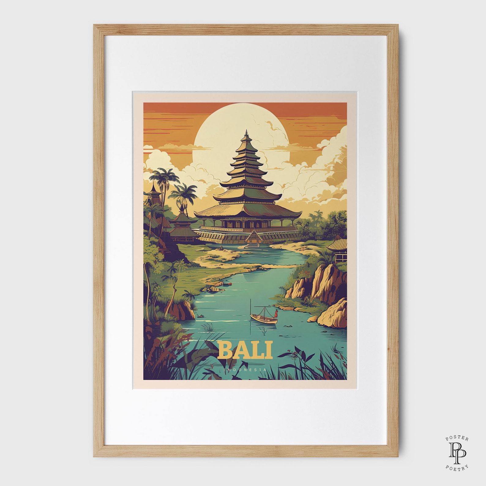 Bali Indonesia Art Print, City Illustration, Travel Poster - Etsy