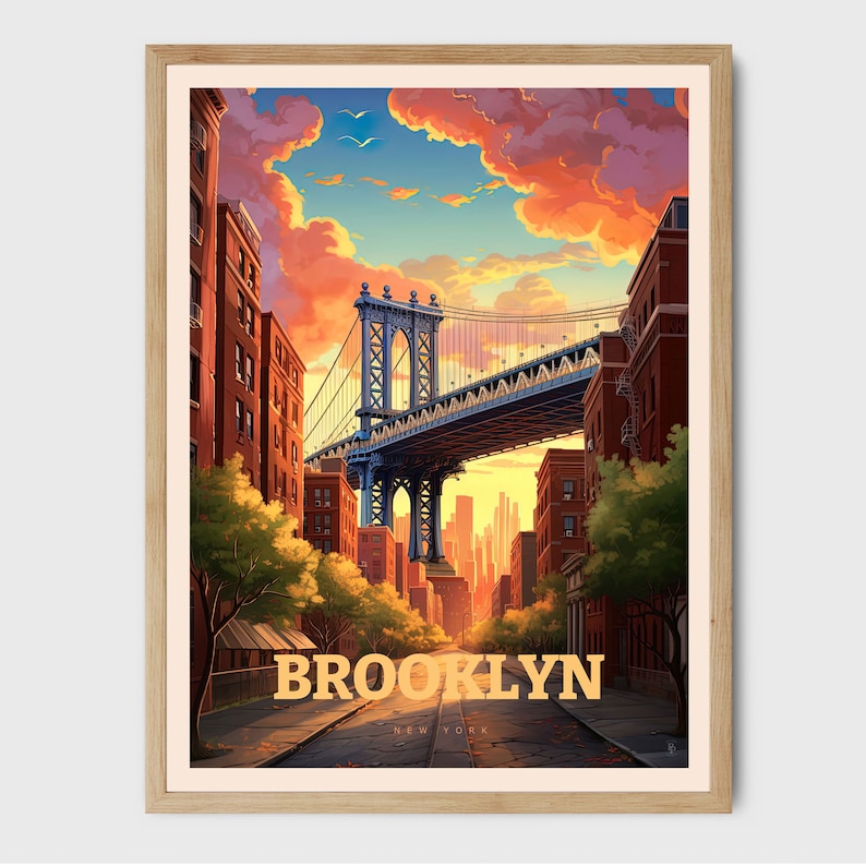 Brooklyn Bridge Vintage Travel Poster Dumbo View New York Art Poster ...