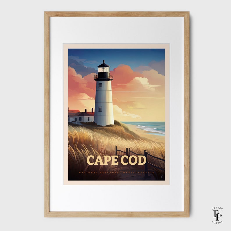 Cape Cod Print Wall Art Trendy Beach Decor Travel Poster for Airbnb ...