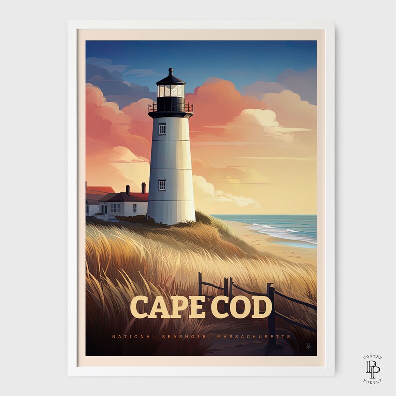 Cape Cod Print Wall Art Trendy Beach Decor Travel Poster for Airbnb ...