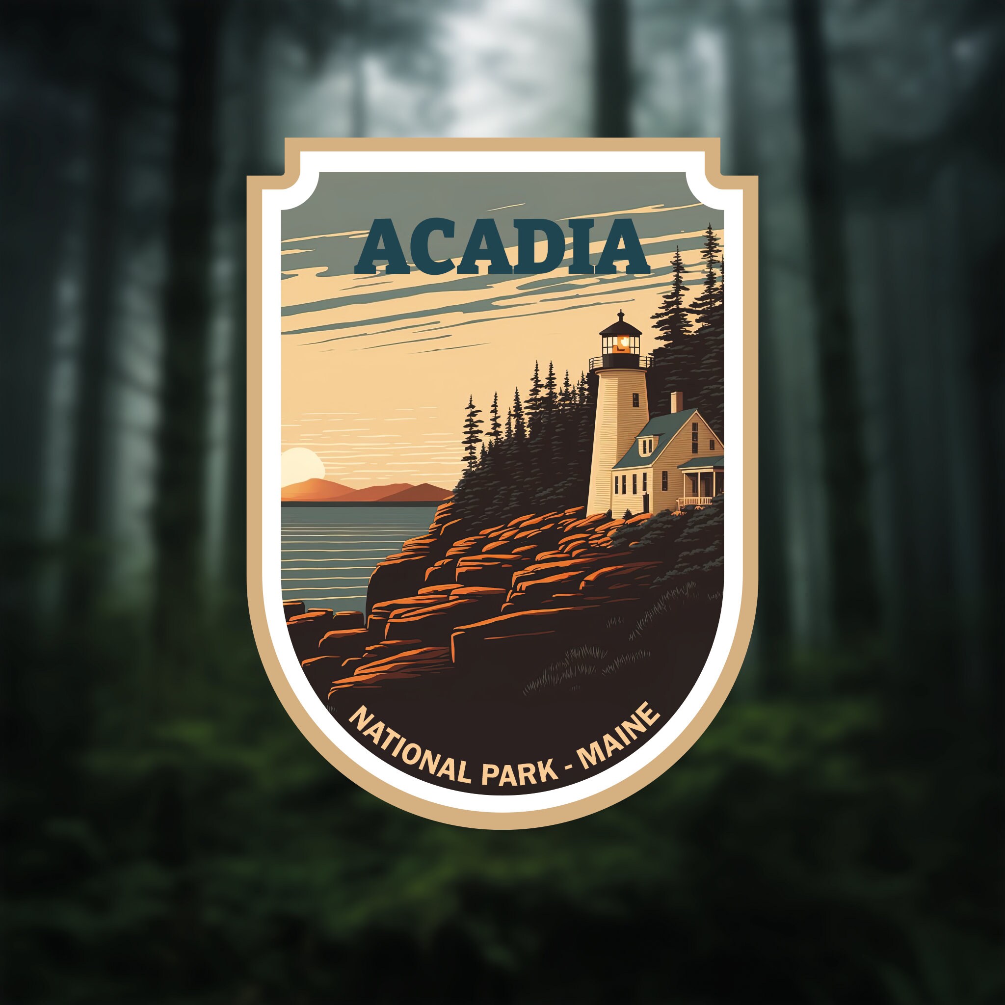 Acadia National Park Sticker, Maine Travel Decal - Etsy