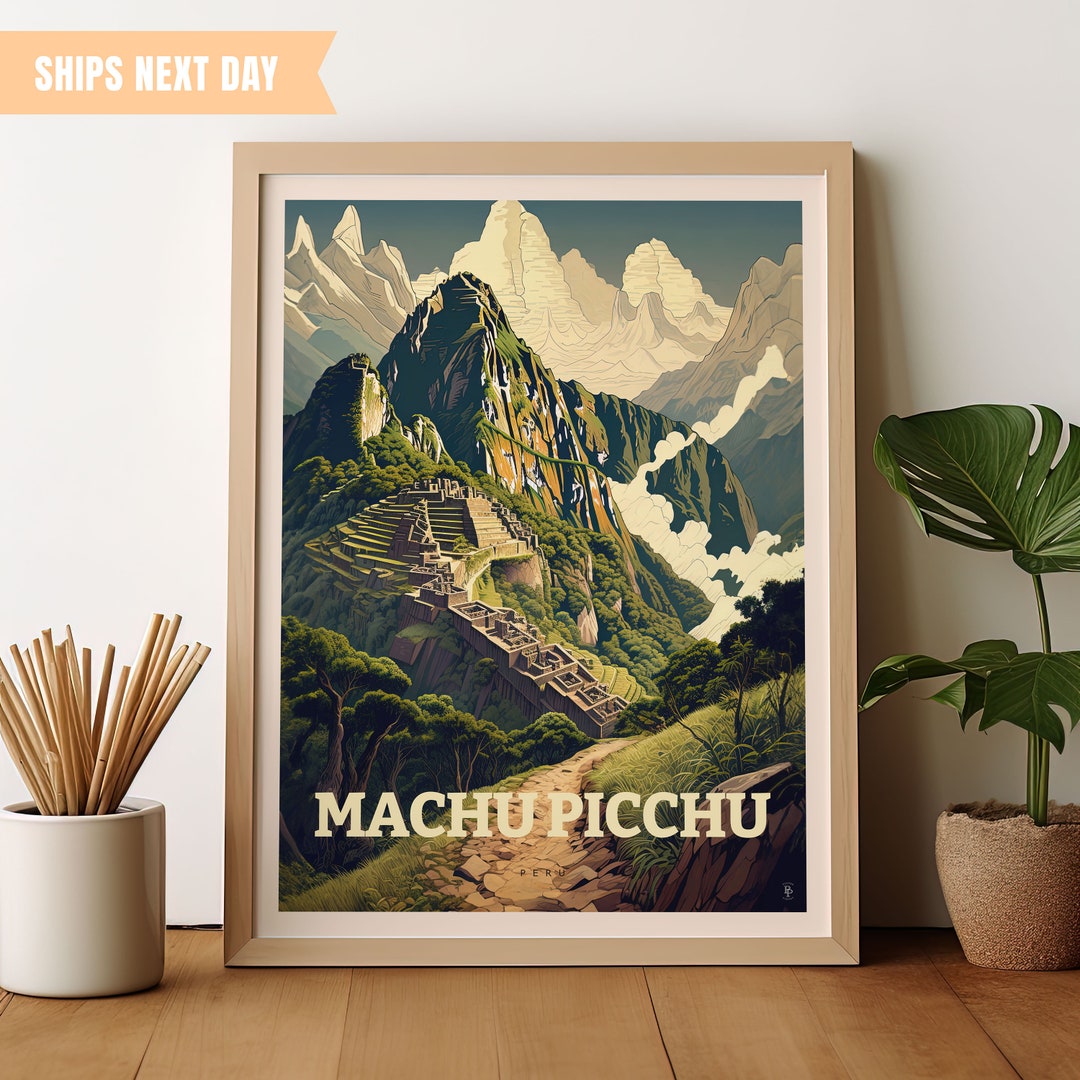 Machu Picchu Art Print Travel Poster Rustic Home Decor Nature Lover ...