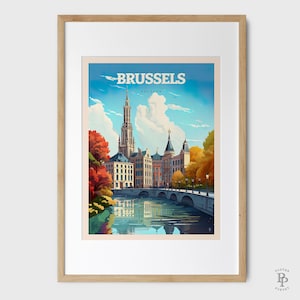 Brussels Belgium Art Print Retro Europe Travel Poster Honeymoon Gifts ...