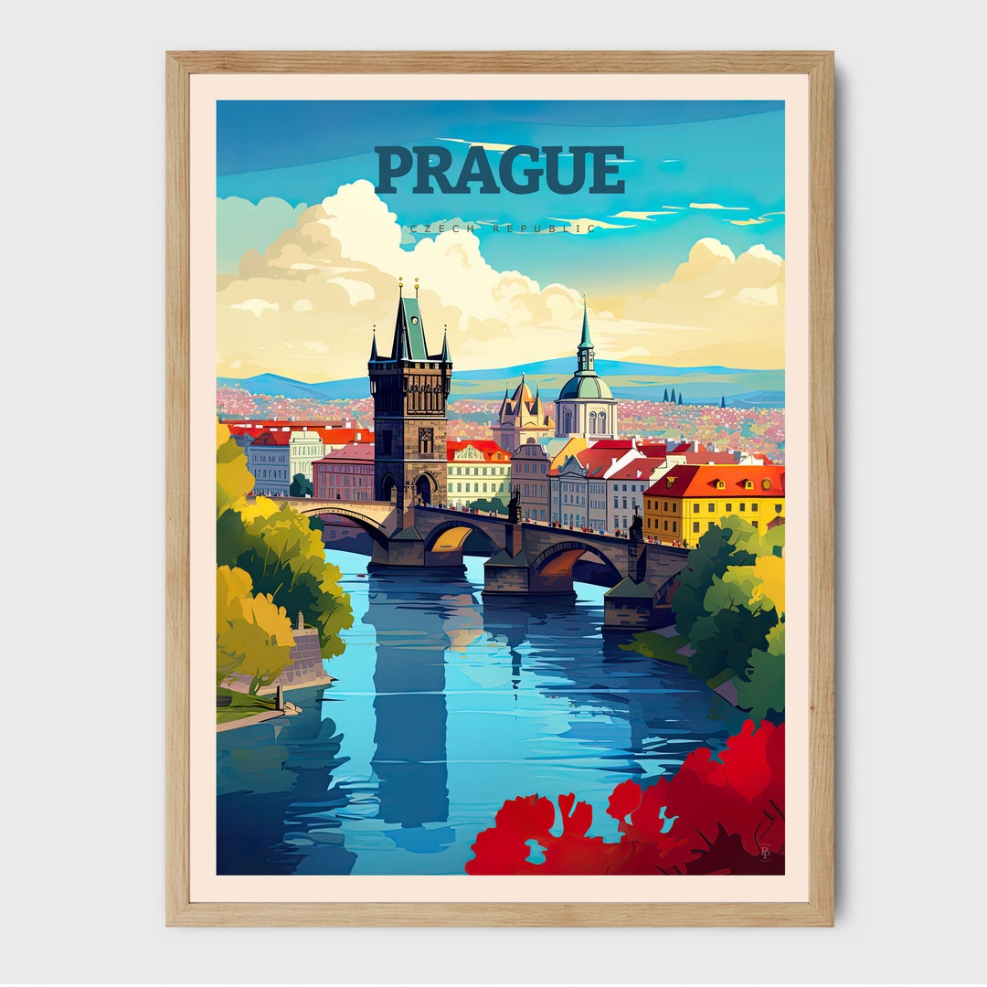 Prague Art Print Retro Travel Poster of Prague Honeymoon Gifts Prague ...