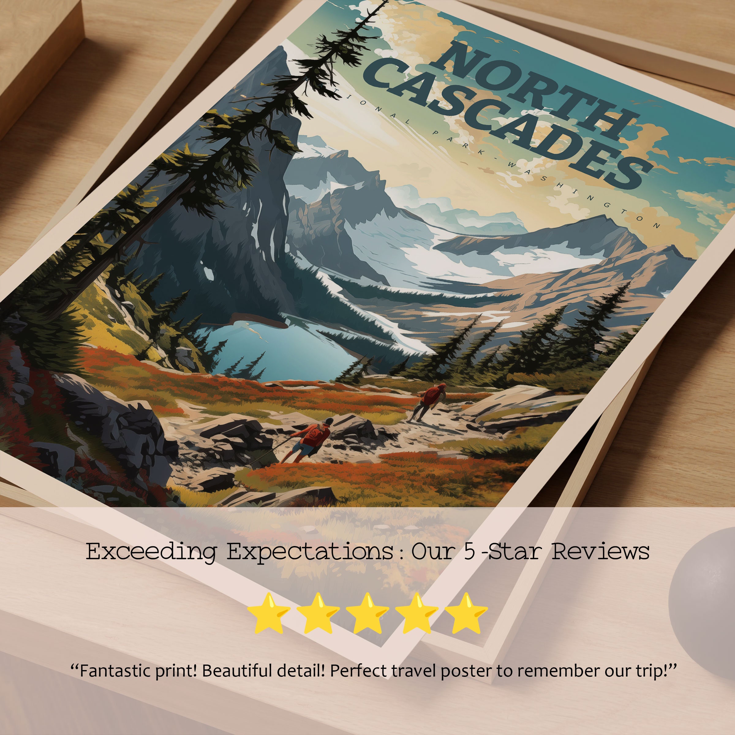 North Cascades Art Print Vintage Travel Poster Washington National Park ...