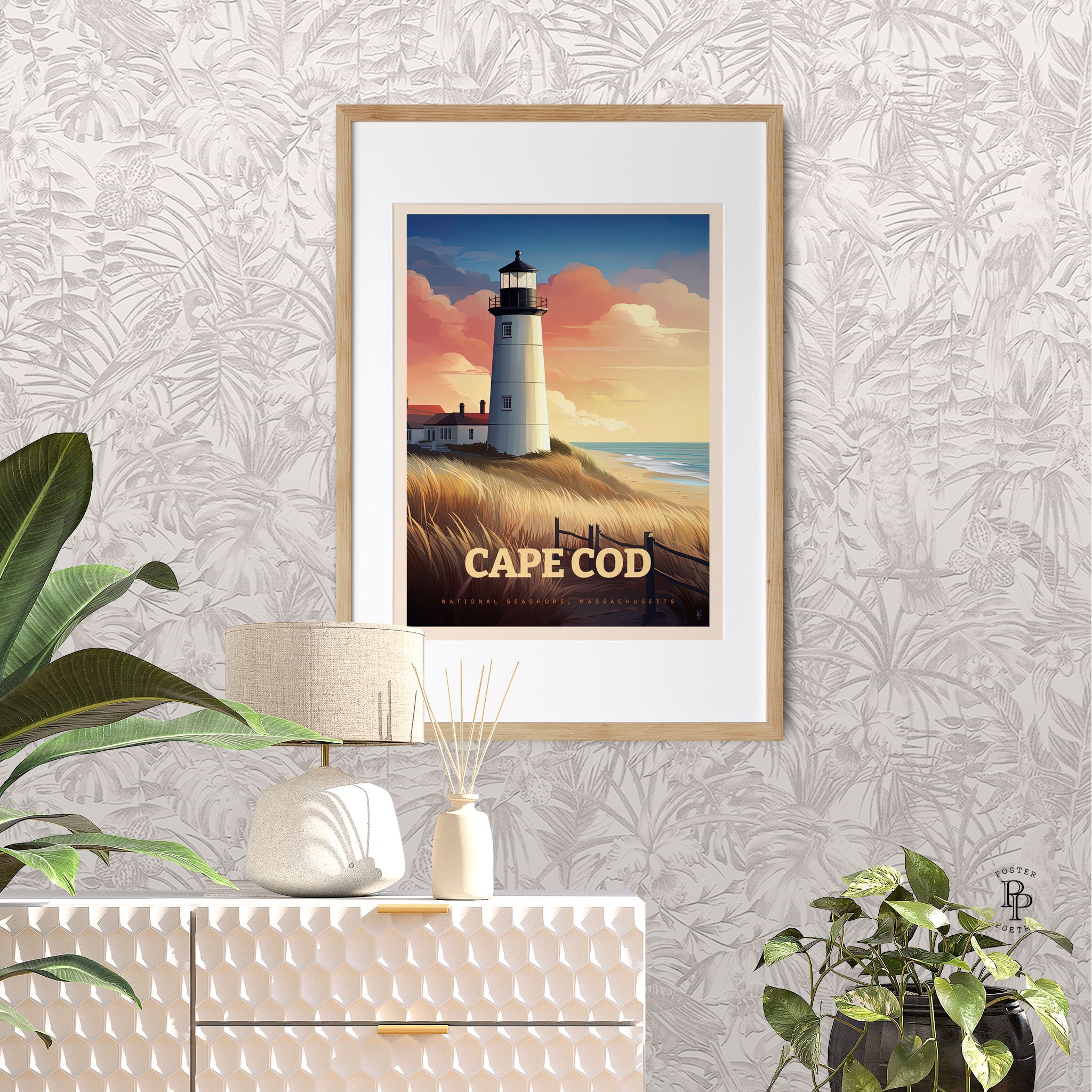 Cape Cod Print Wall Art Trendy Beach Decor Travel Poster for Airbnb ...