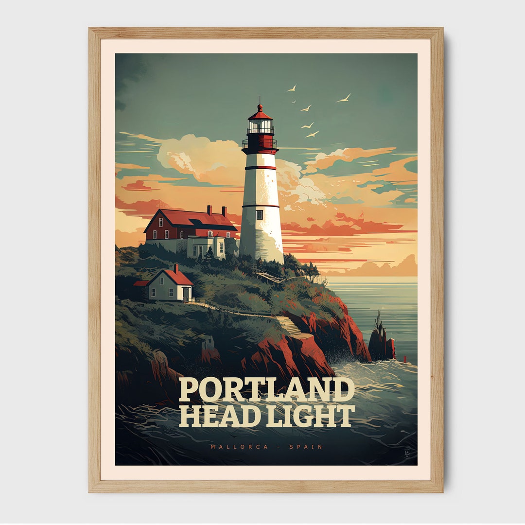 Portland Head Light Living Room Wall Art Vintage Retro Poster Maine ...