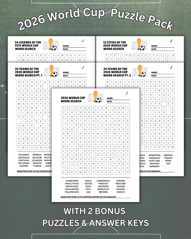 2026 World Cup Puzzle Pack | Soccer Activity Printable | Kids Football ...
