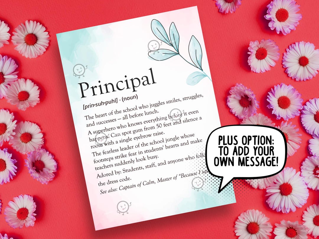 School Principal Gift, Printable Principal Appreciation Card, National ...