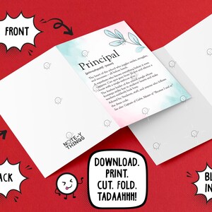 School Principal Gift, Printable Principal Appreciation Card, National ...