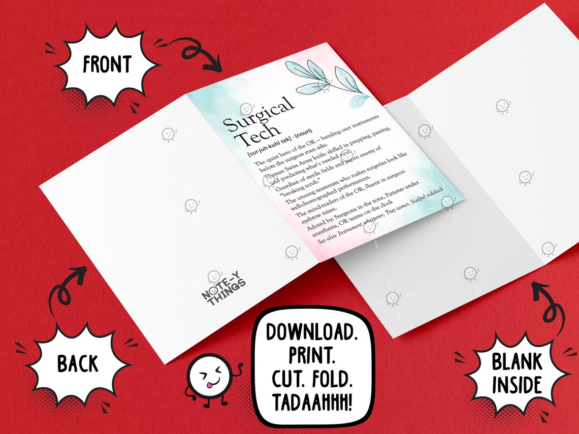 Surgical Tech Gift for Surgical Tech Week Gift, Printable Surgical Tech Week Card, Thank You ...