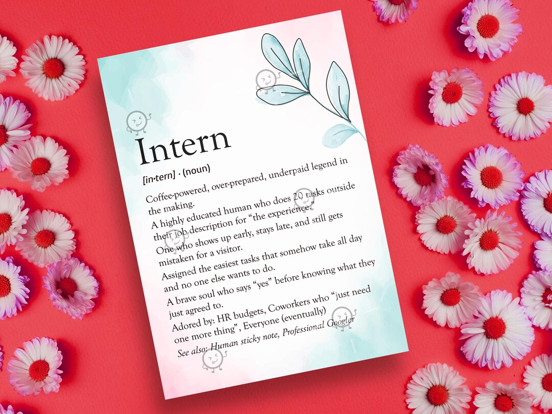 Funny Intern Card, Printable Intern Gift for Intern Day Gift, Intern ...