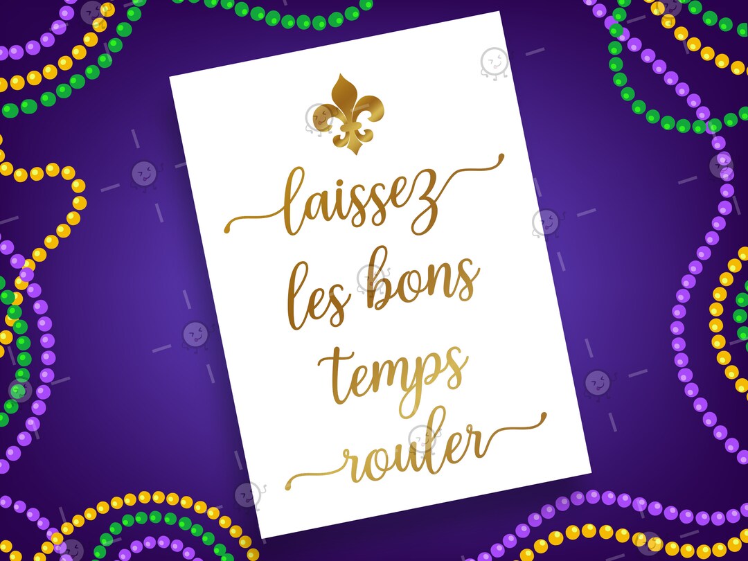 INSTANT DOWNLOAD Gold Mardi Gras Card, Printable Card, Laissez Les Bon ...
