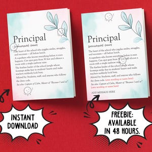 School Principal Gift, Printable Principal Appreciation Card, National ...
