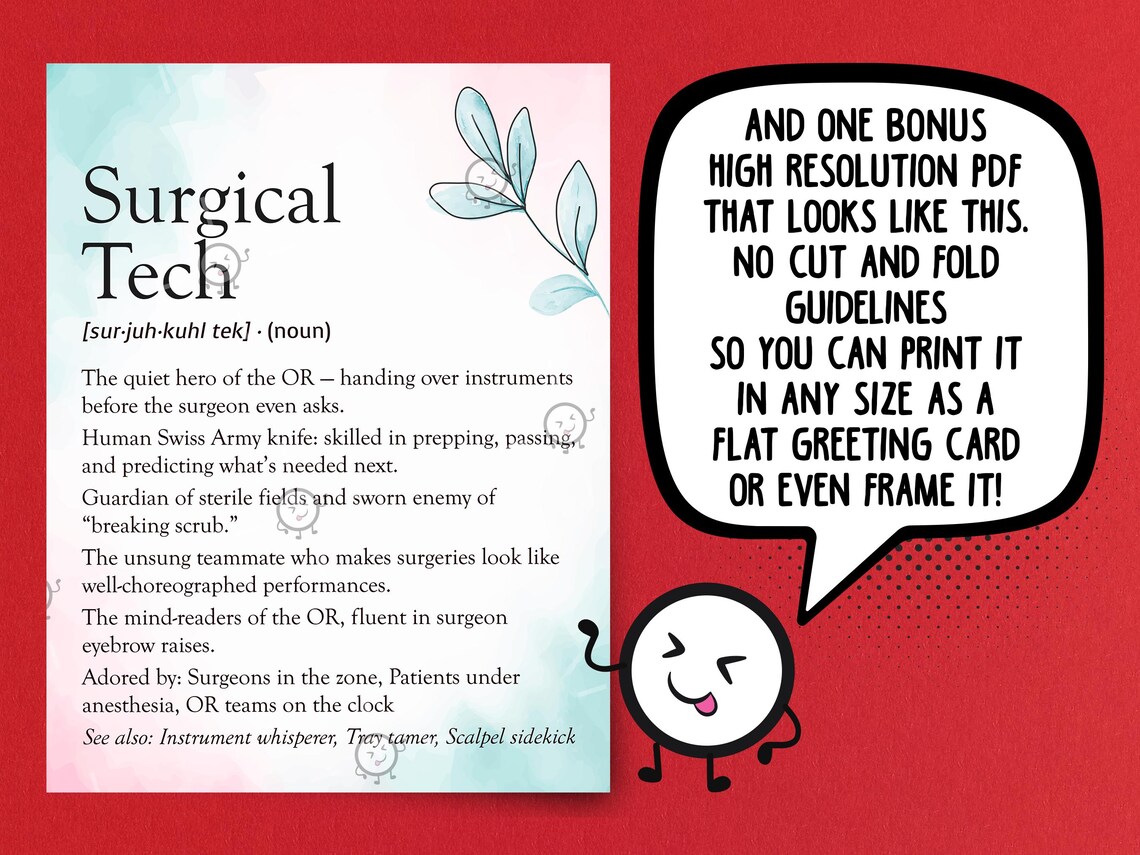 Surgical Tech Gift for Surgical Tech Week Gift, Printable Surgical Tech Week Card, Thank You ...
