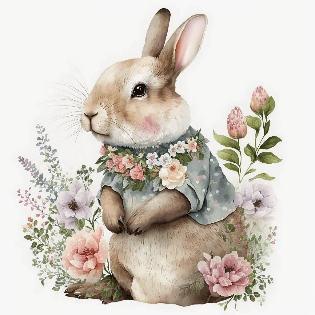 Cute Bunny | Floral Bunny 50pc PNG Bundle | Easter Bunny PNG | High ...