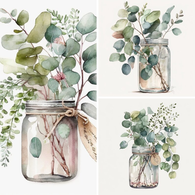 Mason Jar 50 Pc PNG Bundle | Mason Jar PNG | Eucalyptus Plant PNG ...