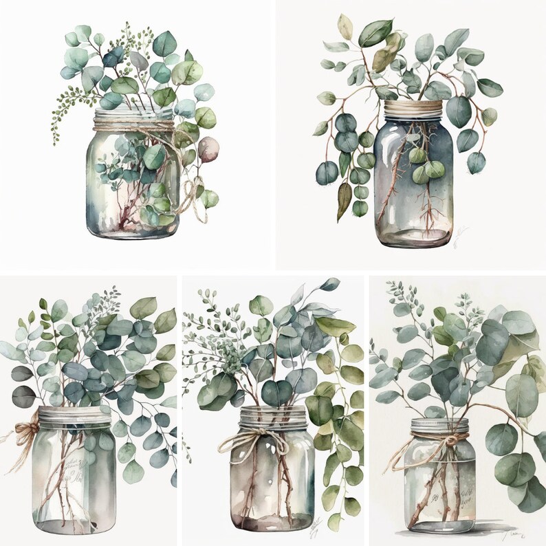 Mason Jar 50 Pc PNG Bundle | Mason Jar PNG | Eucalyptus Plant PNG ...